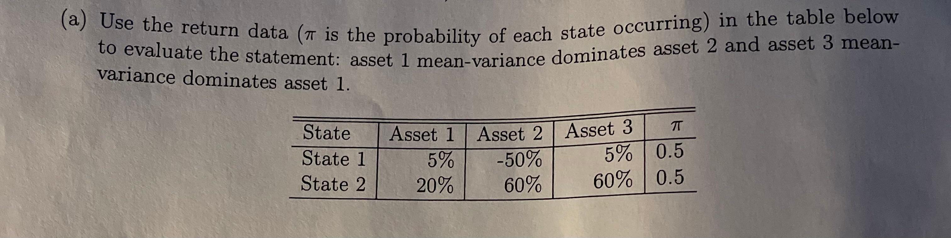 Solved (a) Use the return data ( π is the probability of | Chegg.com