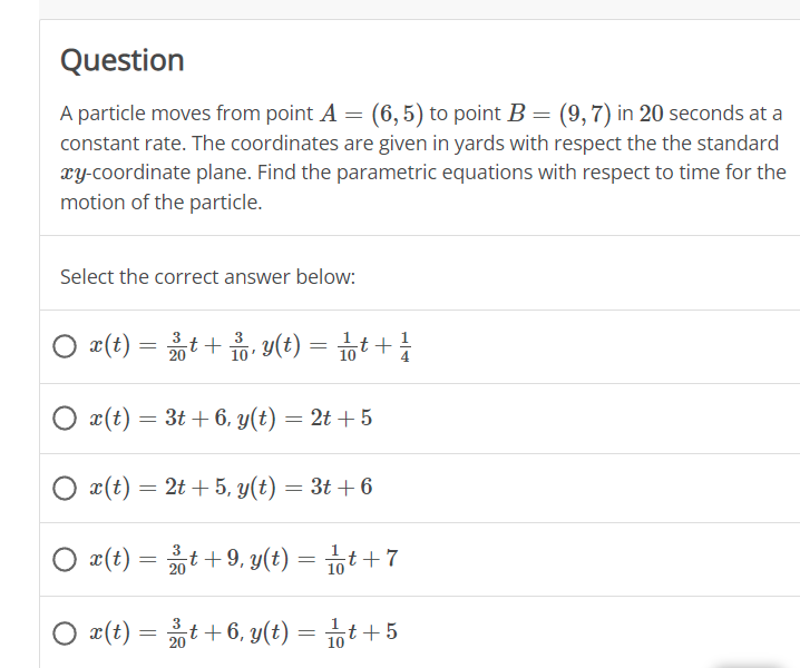 Solved Question A particle moves from point A = (6,5) to | Chegg.com