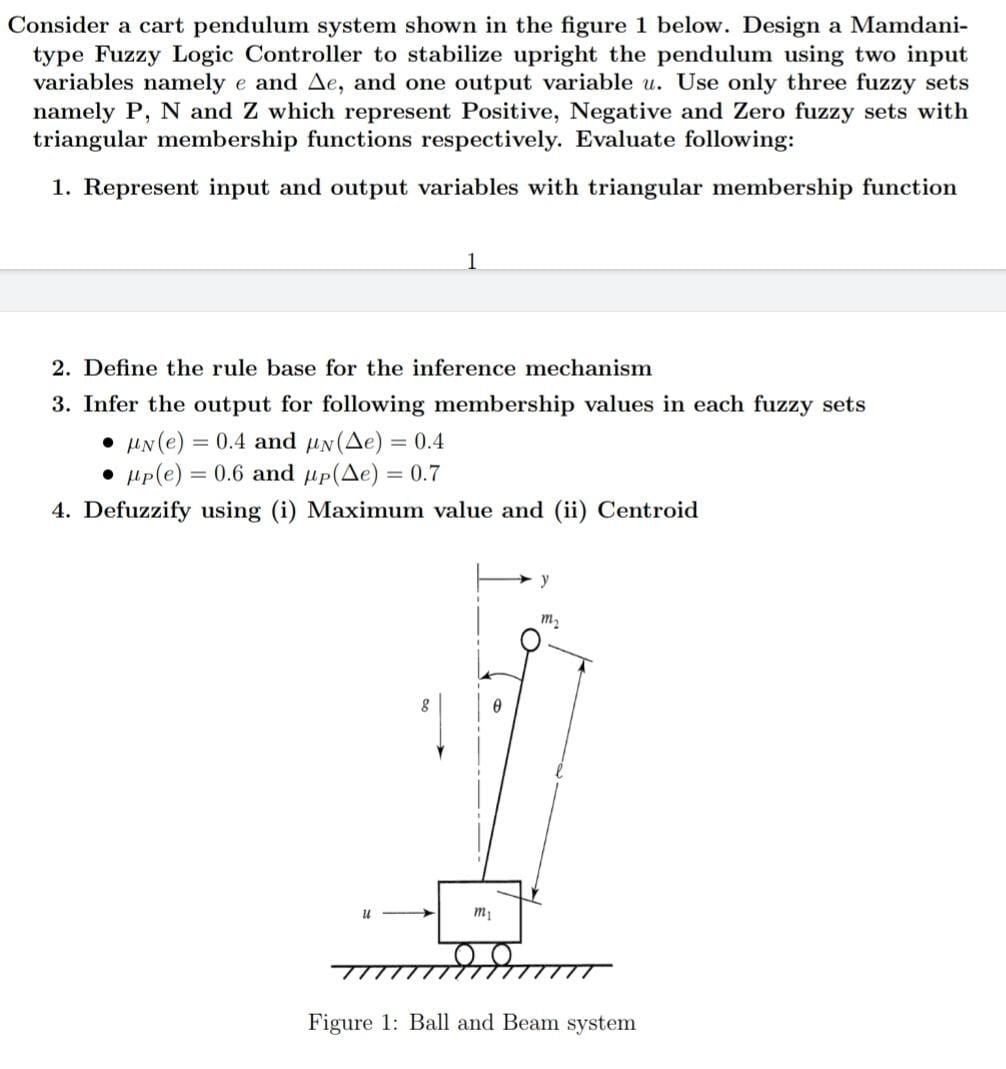 Solved Consider a cart pendulum system shown in the figure 1 | Chegg.com