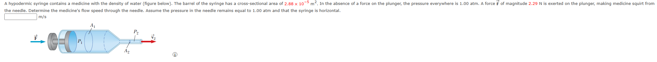 Solved the needle. Determine the medicine's flow speed | Chegg.com