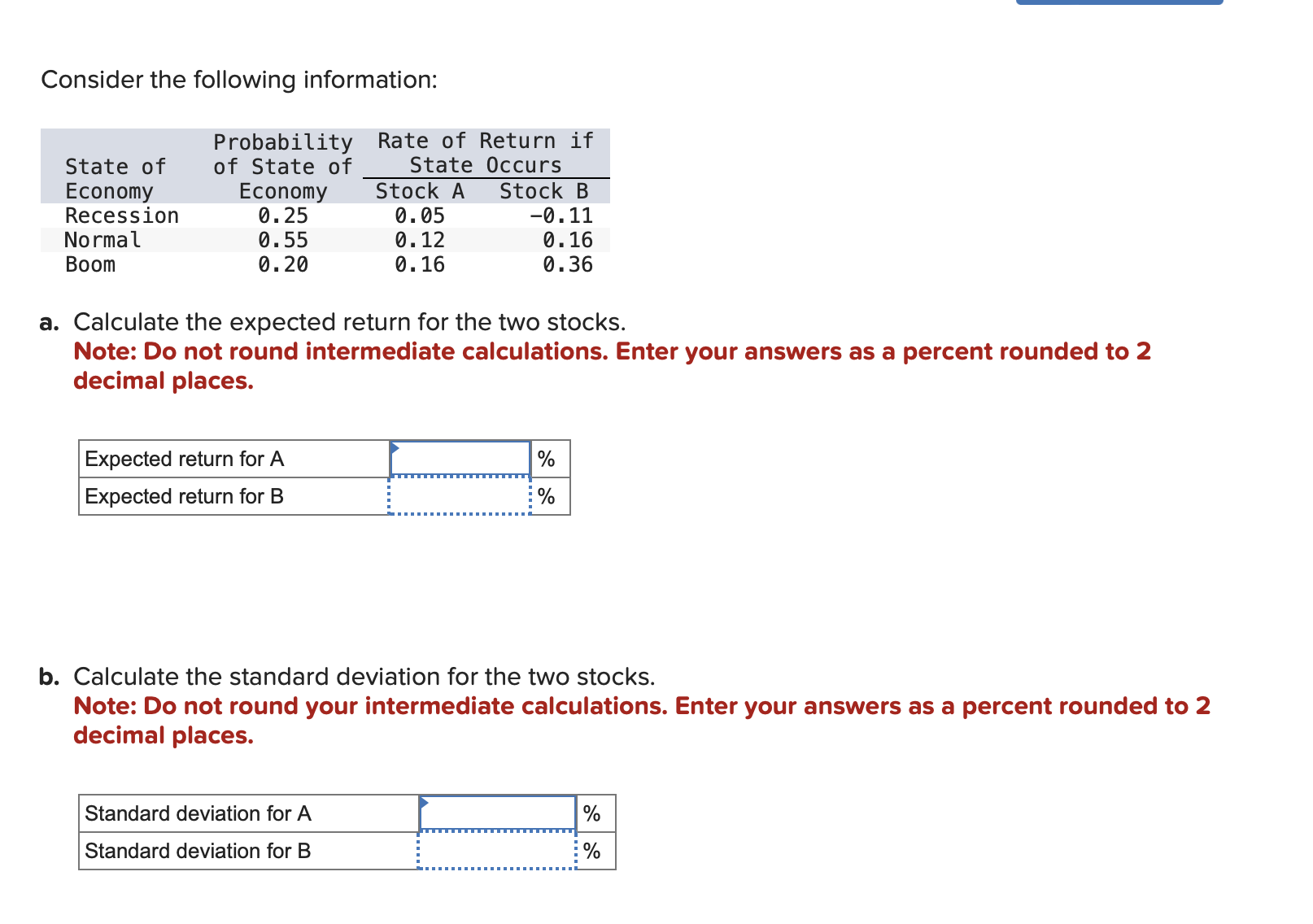 Solved b. ﻿Calculate the standard deviation for the two | Chegg.com