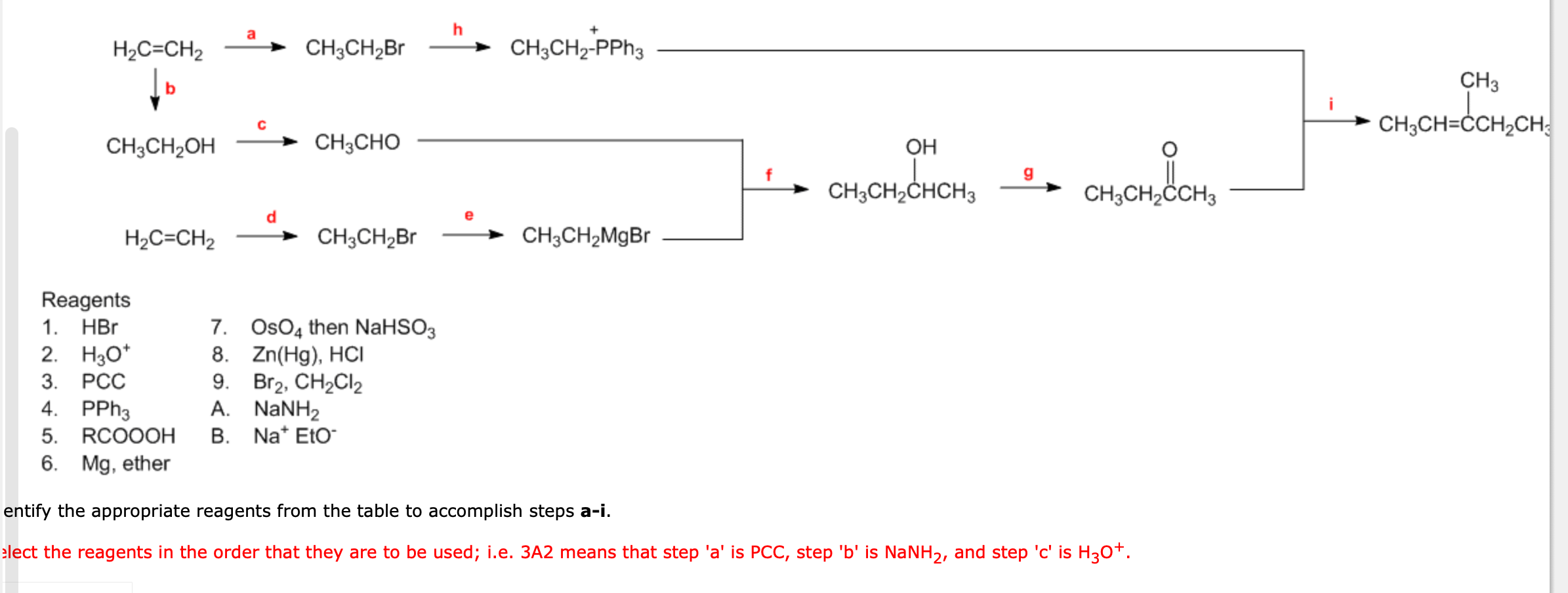 Solved entify the appropriate reagents from the table to | Chegg.com
