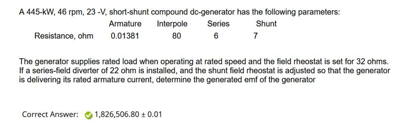 Solved The generator supplies rated load when operating at | Chegg.com