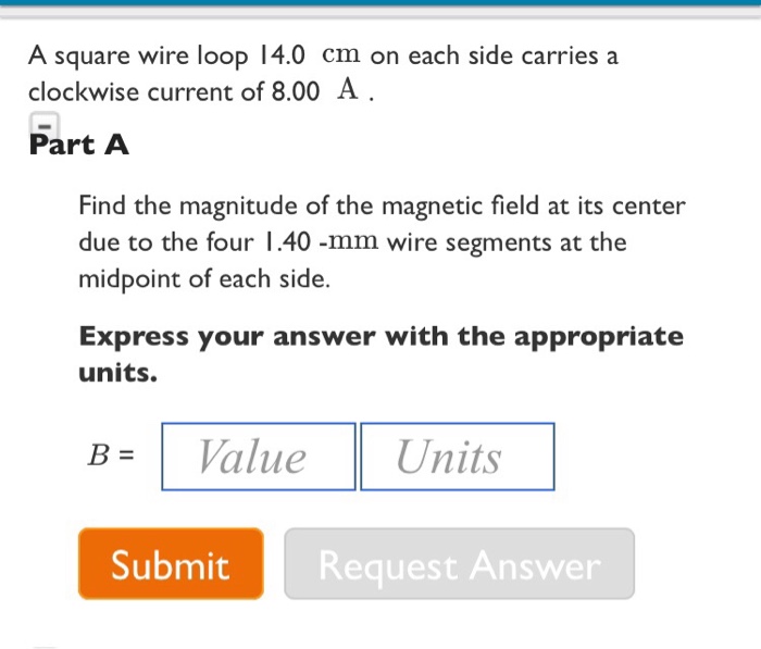Solved A square wire loop 14.0 cm on each side carries a | Chegg.com