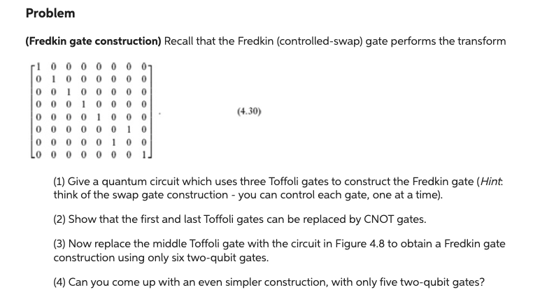 Solved (Fredkin gate construction) Recall that the Fredkin | Chegg.com