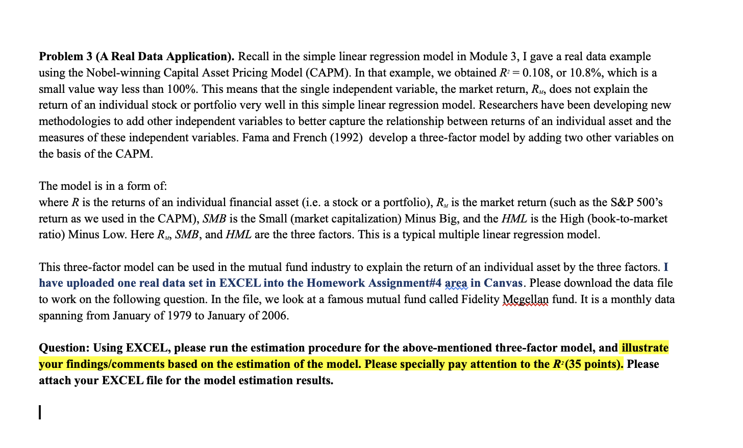 Problem 3 (A Real Data Application). Recall in the | Chegg.com