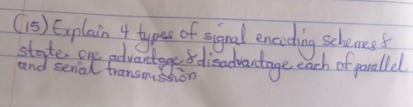 Solved (15) Explain 4 types of signal encoding schemes & | Chegg.com