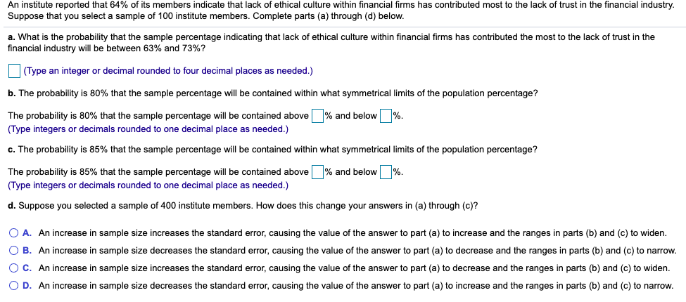 Solved An institute reported that 64% of its members | Chegg.com
