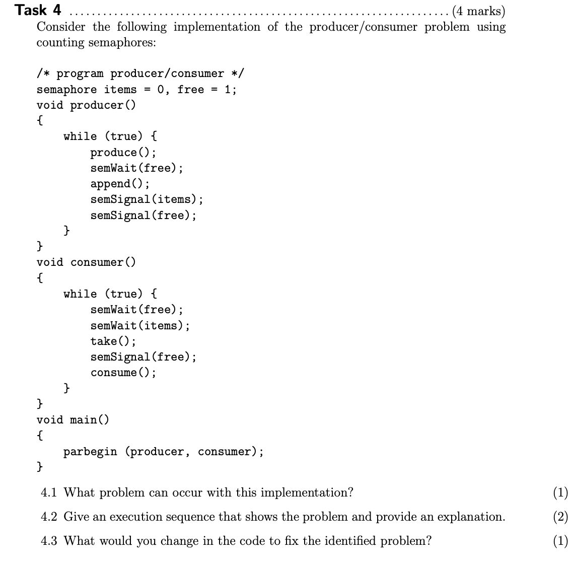 Solved Task 4 4 Marks Consider The Following 
