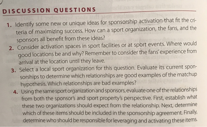 DISCUSSION QUESTIONS 1. Identify some new or unique | Chegg.com