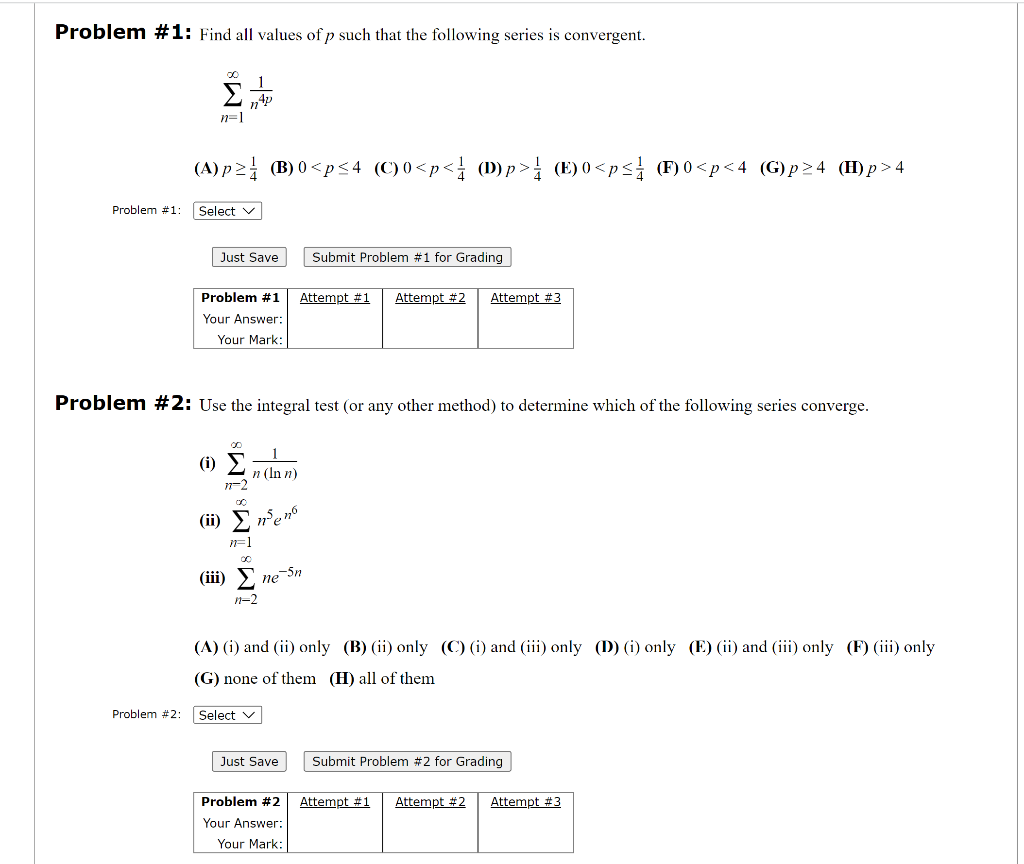 Solved Problem \# 1: Find all values of p such that the | Chegg.com