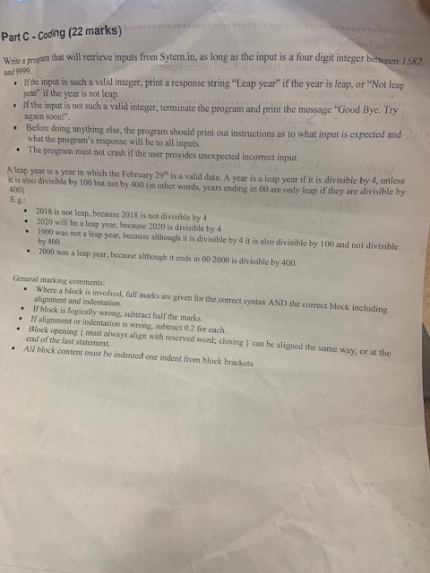 Solved Part C-Coding (22 marks) Write a mam that will | Chegg.com