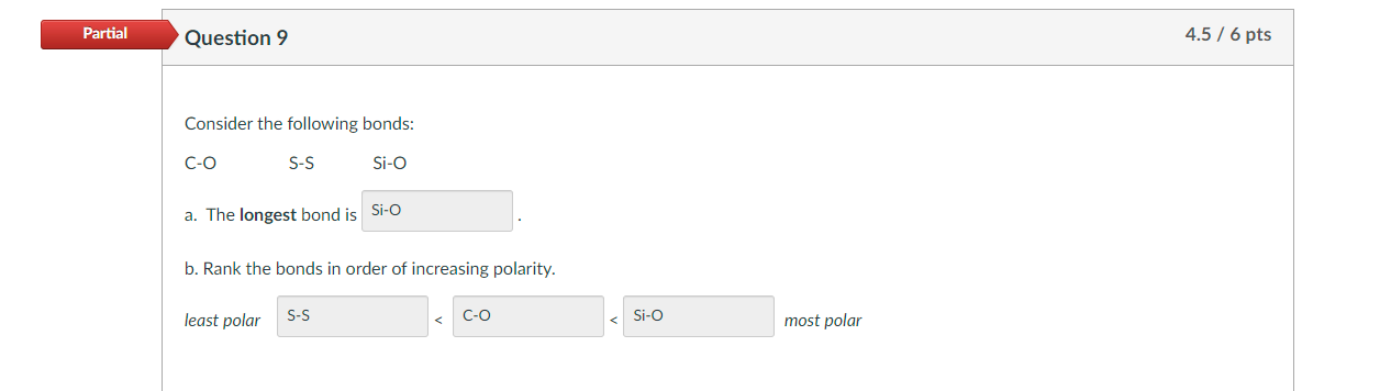 Solved Partial Question 9 4.5 / 6 pts Consider the following | Chegg.com