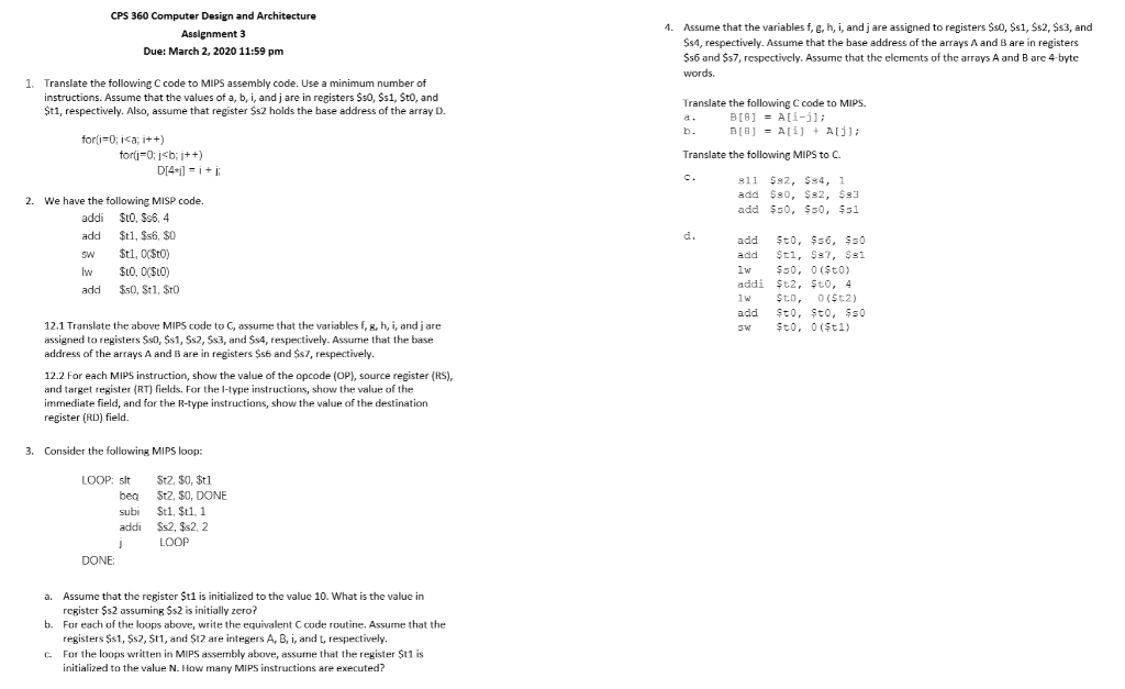 Solved CPS 360 MIPs assignment. I am having a hard time | Chegg.com