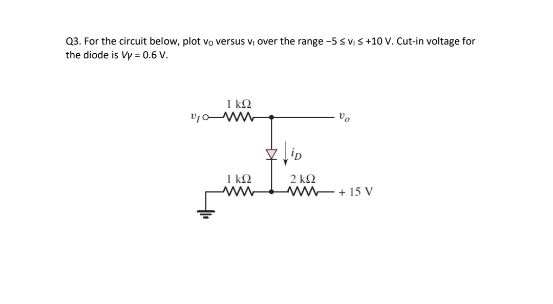 Solved Q3. For the circuit below, plot v0 versus v1 over the | Chegg.com
