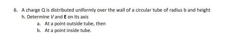 Solved 6. ﻿A charge Q is distributed uniformly over the wall | Chegg.com