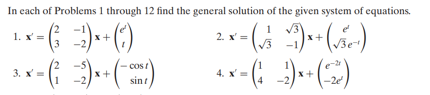 Solved In each of Problems 1 through 12 find the general | Chegg.com