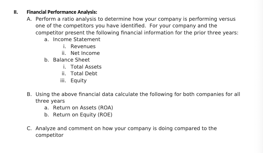 Solved II. Financial Performance Analysis: A. Perform a | Chegg.com
