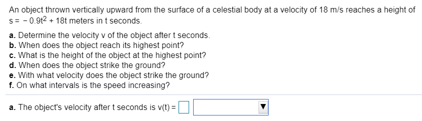 Solved An Object Thrown Vertically Upward From The Surface