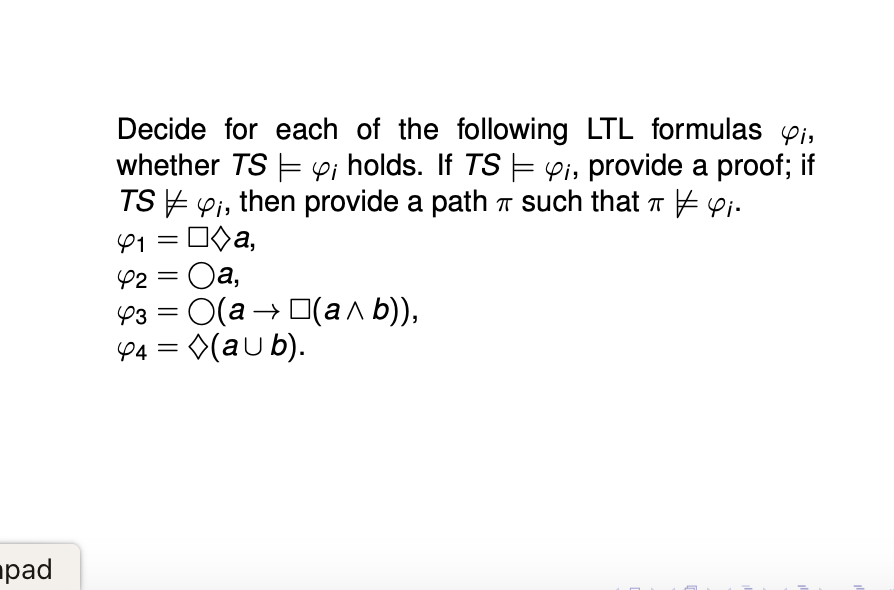 Solved 2) Consider the following transition system TS of the | Chegg.com
