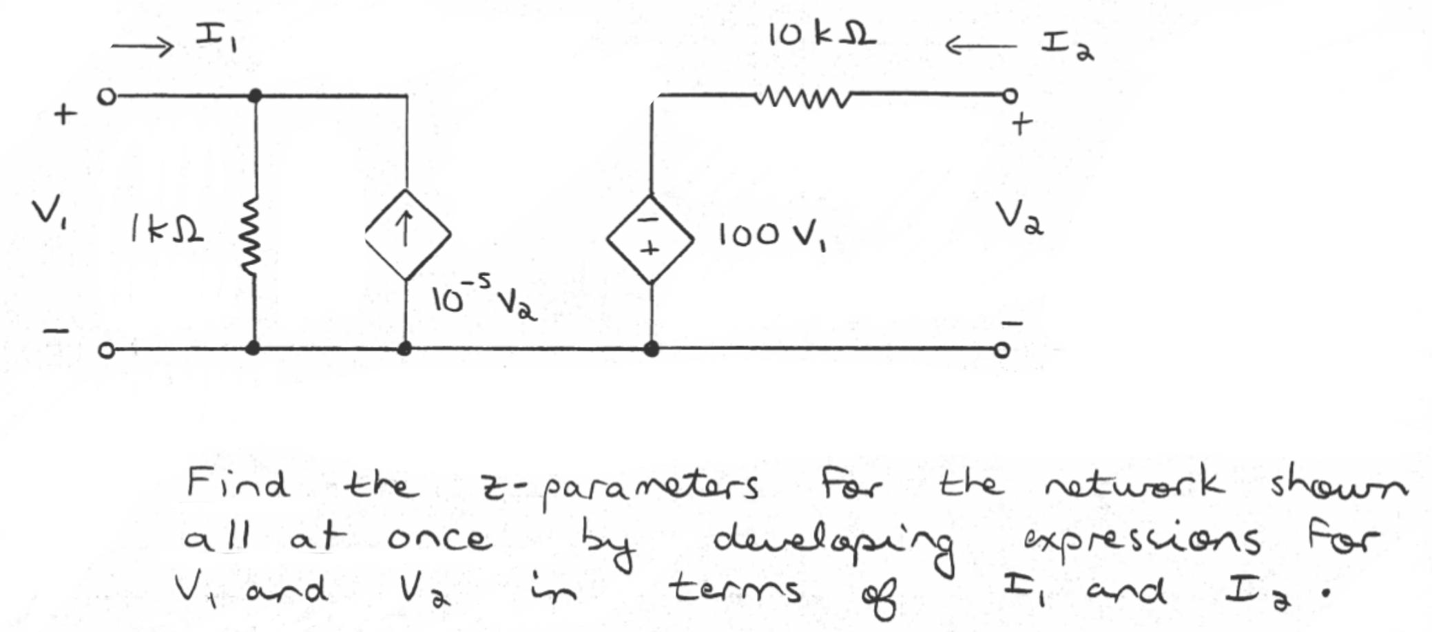 Solved Find the z-parameters for the network shown all at | Chegg.com