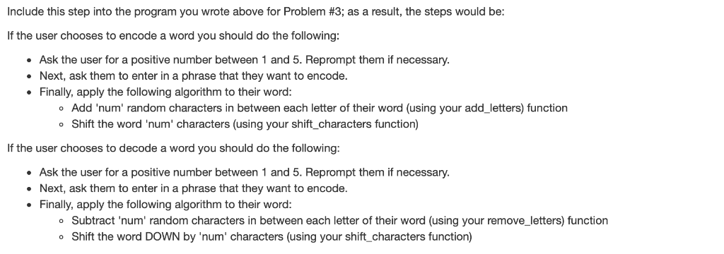 Solved Part 3c Write a function called 'shift_characters" | Chegg.com
