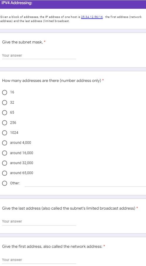 Solved IPV4 Addressing: Given a block of addresses, the IP | Chegg.com