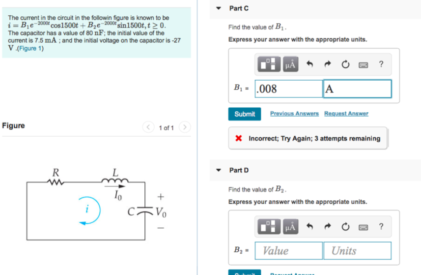Solved Part C The current in the circuit in the followin | Chegg.com