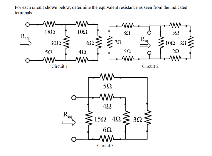 Solved For each circuit shown below, determine the | Chegg.com