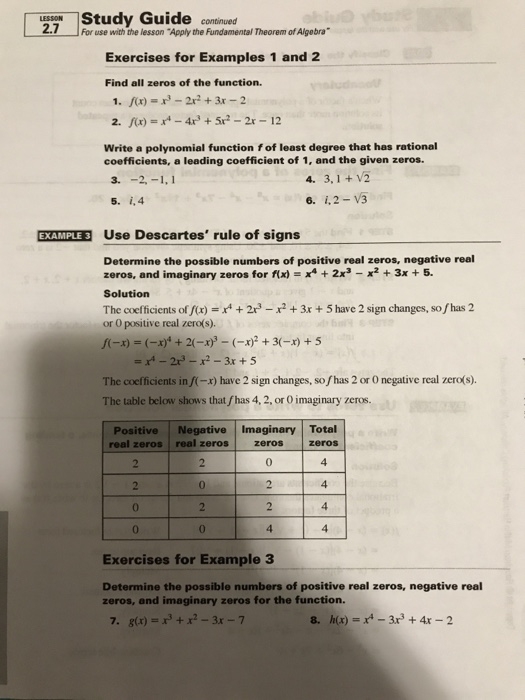 Solved LStudy Guide continued 2.7 2.7 For use with the | Chegg.com