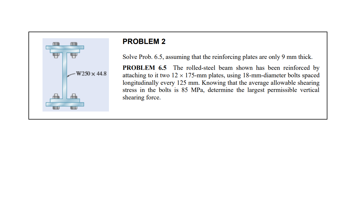 Solved Solve Prob. 6.5, assuming that the reinforcing plates | Chegg.com