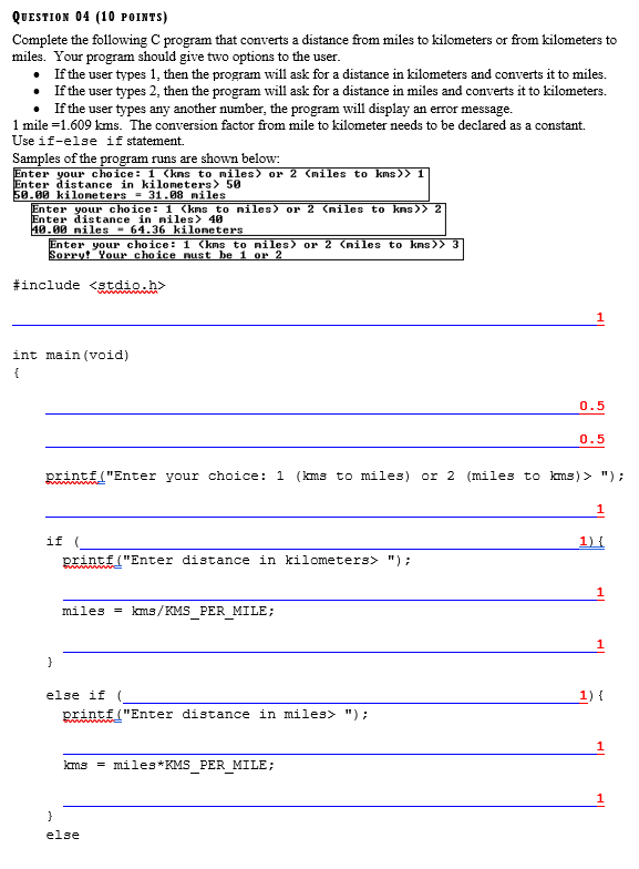 Solved Complete the following C program that converts a | Chegg.com
