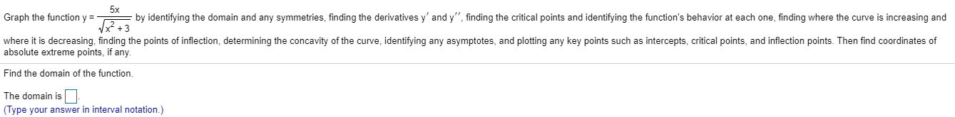 Solved 5x Graph the function y by identifying the domain and | Chegg.com