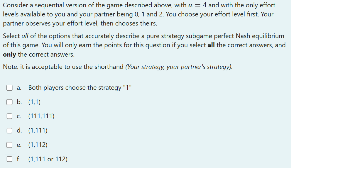 Solved Consider a sequential version of the game described | Chegg.com