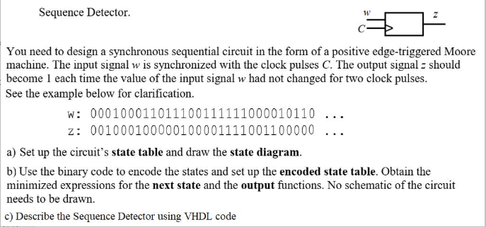 Sequence Detector. W 가 You need to design a | Chegg.com