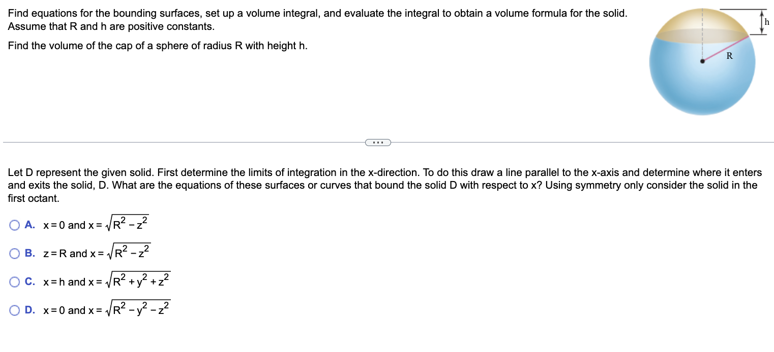 Solved Find equations for the bounding surfaces, set up a | Chegg.com