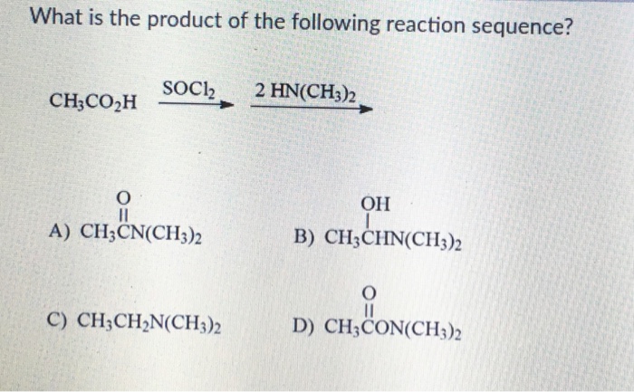 Solved What is the product of the following reaction | Chegg.com