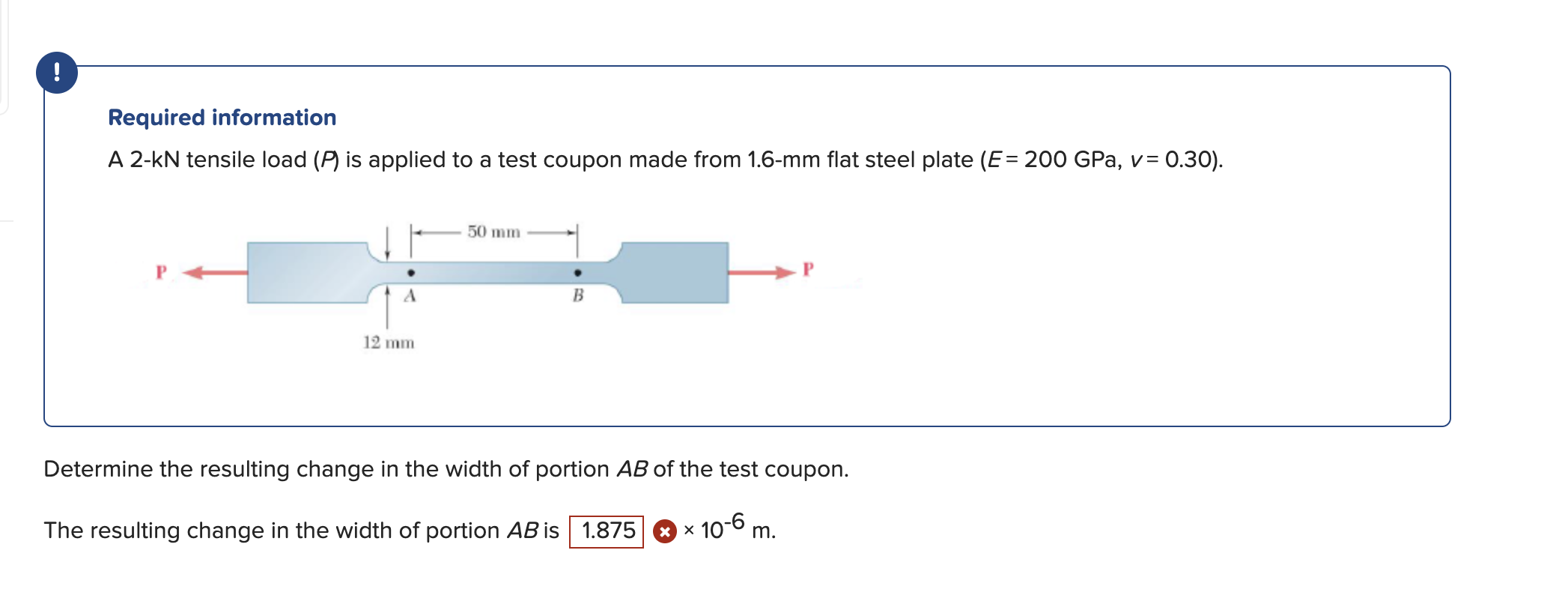 Solved Required information A 2-kN tensile load (P) is | Chegg.com