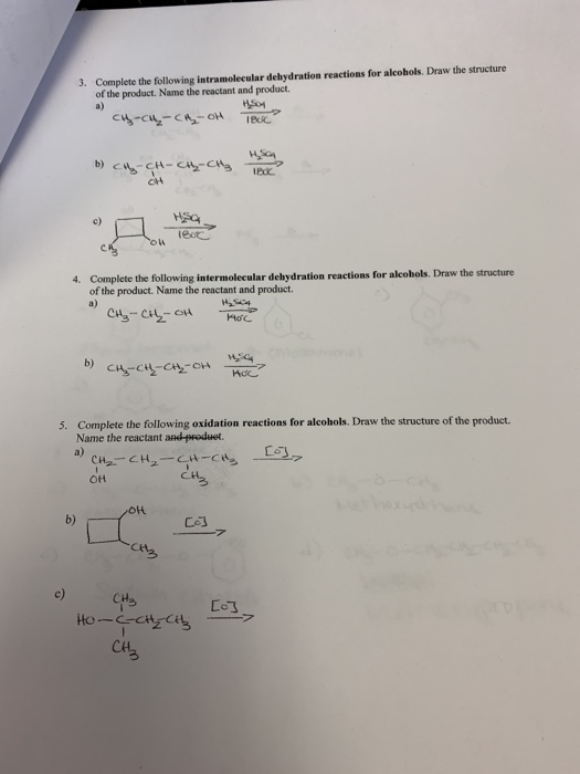 Solved Complete the following intramolecular dehydration | Chegg.com