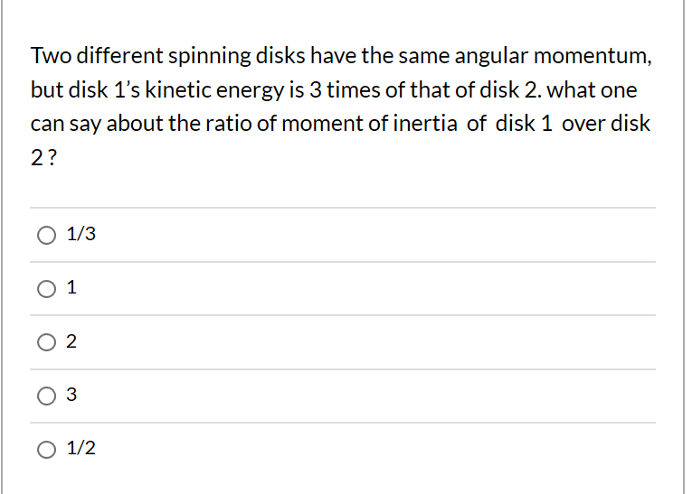 Solved Two different spinning disks have the same angular | Chegg.com