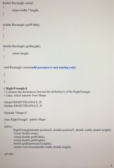 Solved Below you have the abstract class Shape with two | Chegg.com
