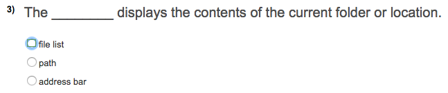 Solved 3) The displays the contents of the current folder or | Chegg.com