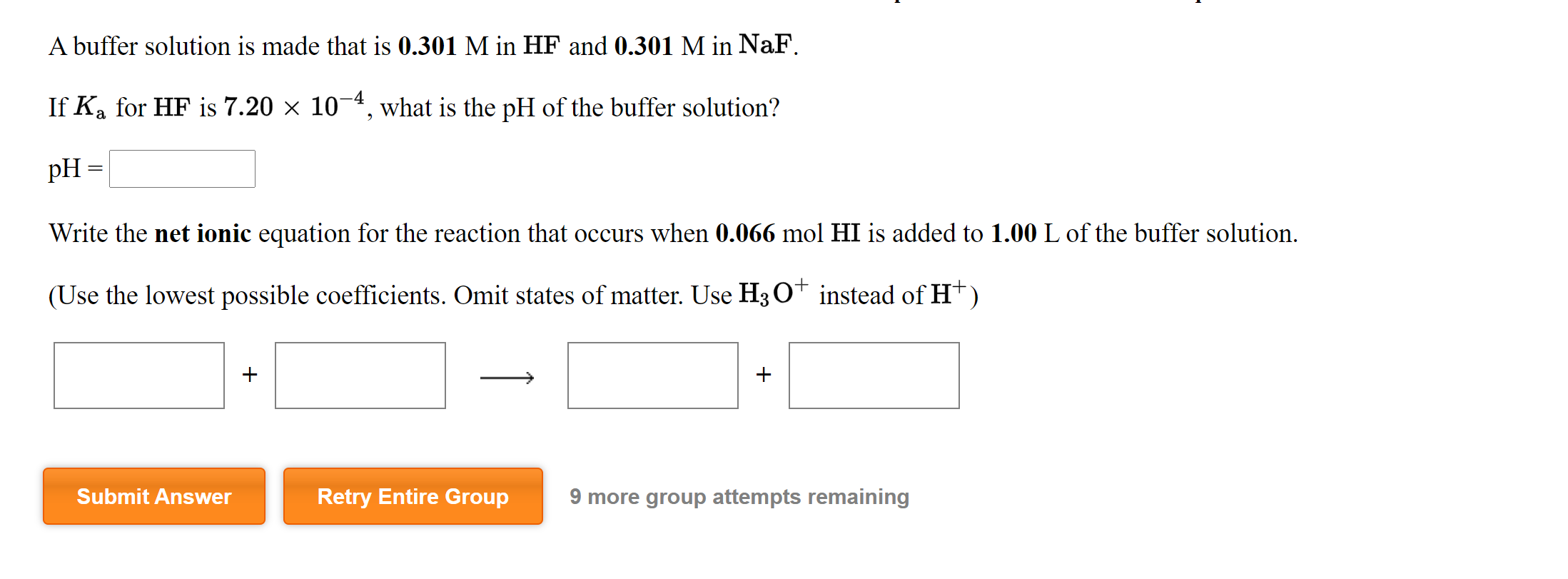 Solved A buffer solution is made that is 0.301 M in HF and | Chegg.com
