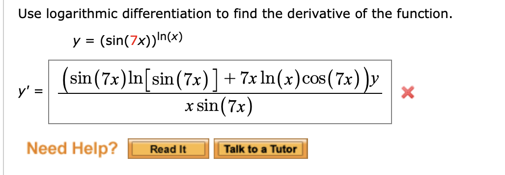 Solved Use logarithmic differentiation to find the | Chegg.com