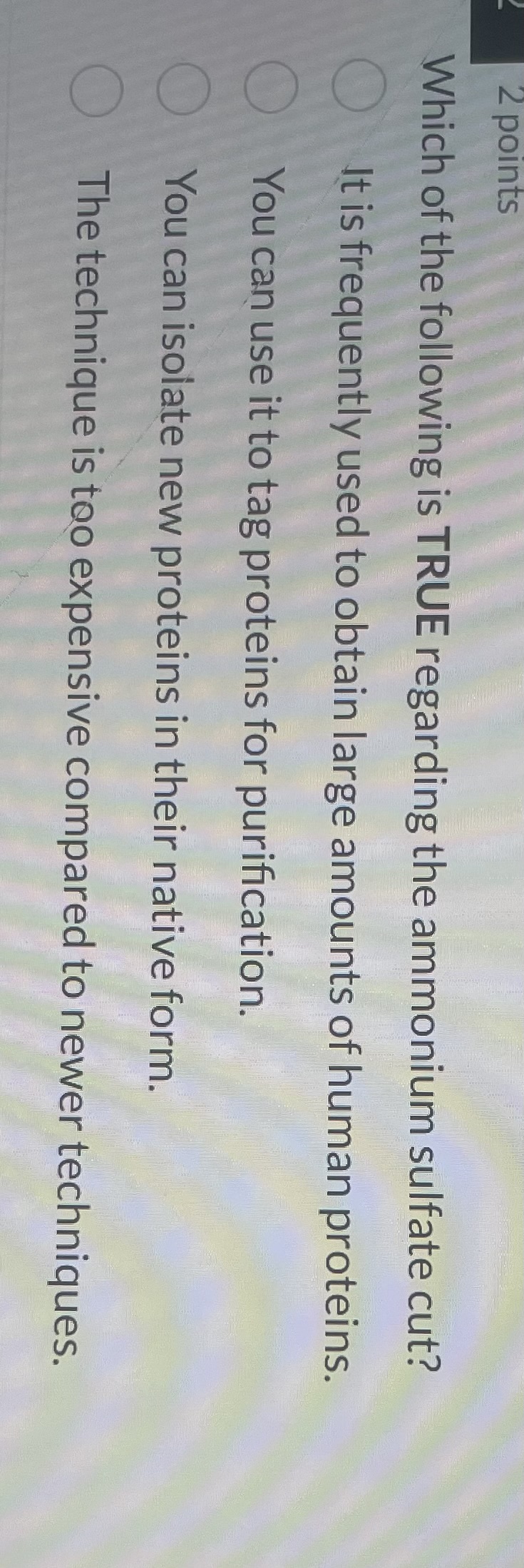 Solved 2 ﻿pointsWhich of the following is TRUE regarding the | Chegg.com