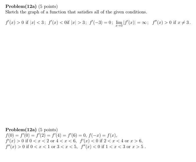 Solved Problem12a 5 Points Sketch The Graph Of A 3768