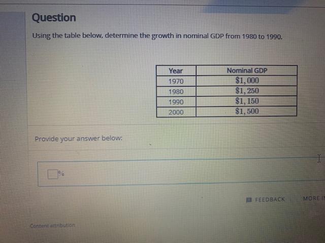 Solved Question Using the table below, determine the growth | Chegg.com