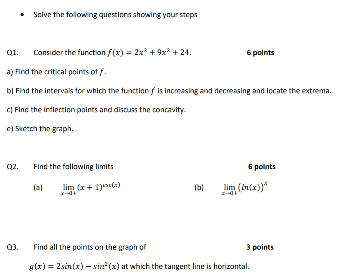 Solved . Solve the following questions showing your steps | Chegg.com