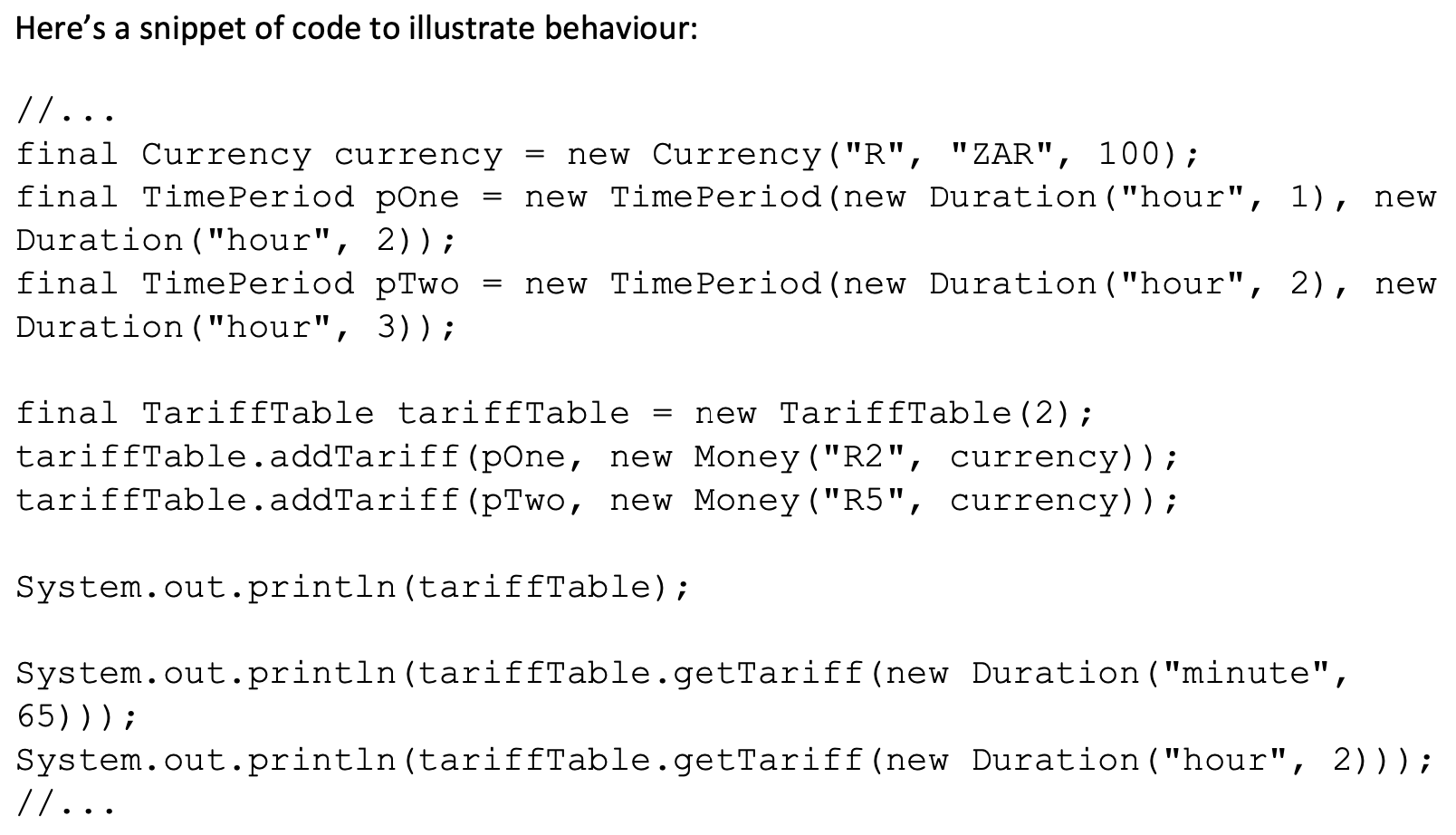 Develop a TariffTable class that meets the following | Chegg.com