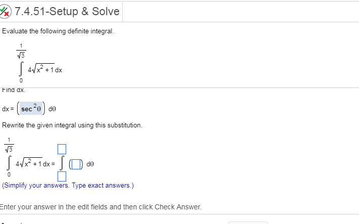 Solved %) 7.4.51-Setup & Solve Evaluate the following | Chegg.com